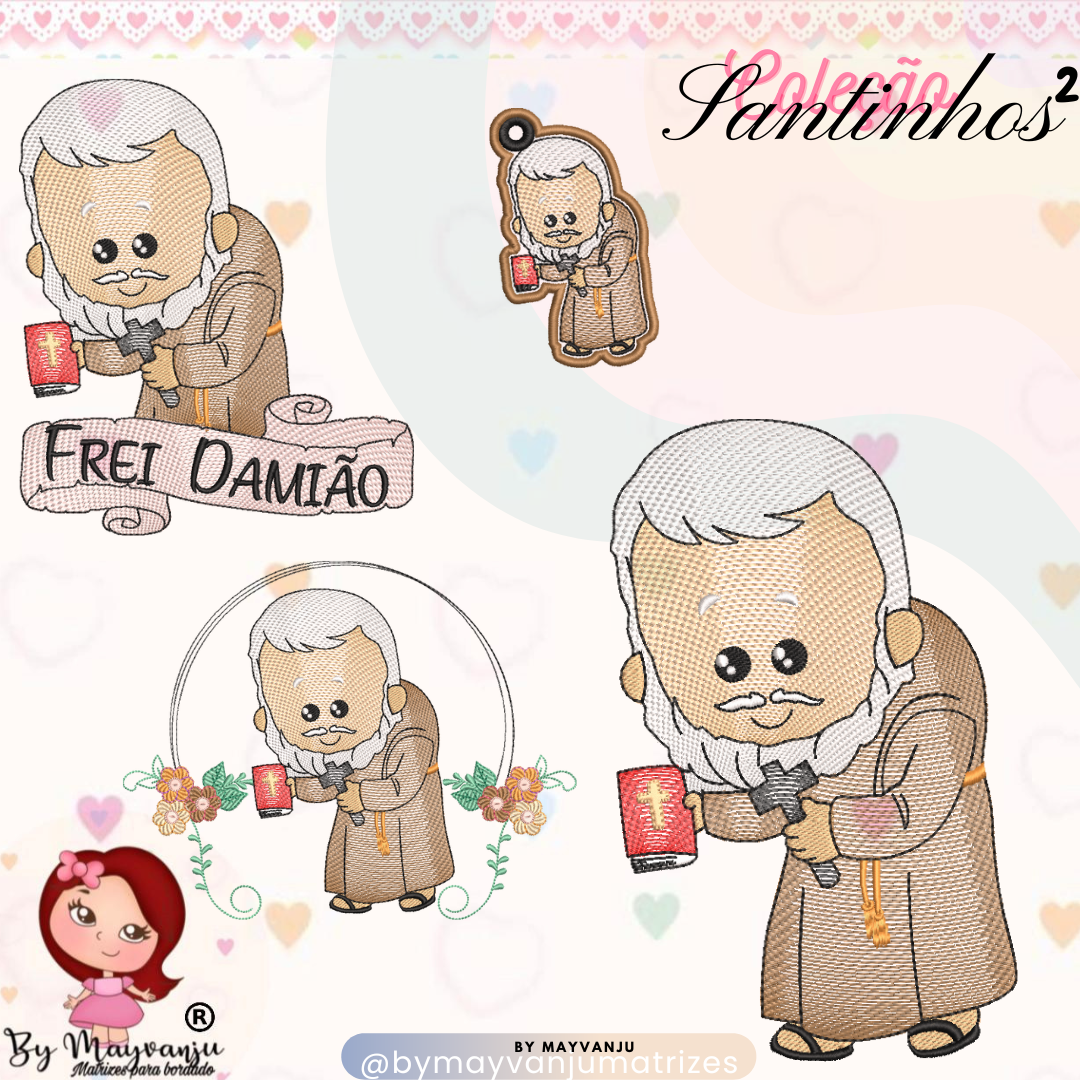Coleção Santinhos2- Frei Damião - By Mayvanju Matrizes de Bordado