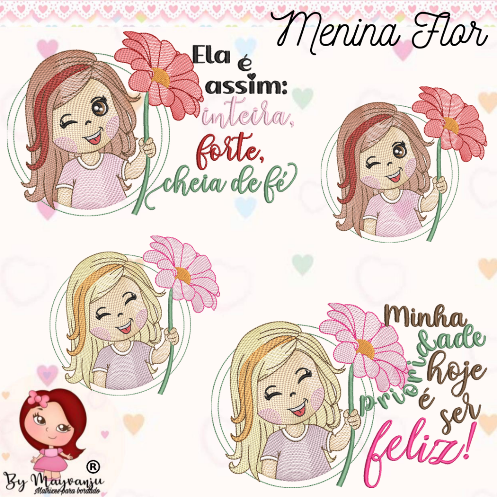 Menina Flor - By Mayvanju Matrizes de Bordado